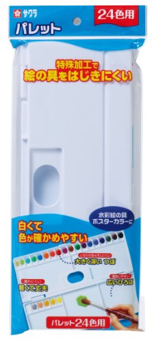 24色用ホワイト/長さ27.9cm x 幅21.3cm x 高さ1.2cm/パレツト24K・Color:ホワイトStyle:24色用PatternName:1個・パッケージ個数:1・【特長1】特殊加工で絵の具をはじきにくい・【特長2】白くて...