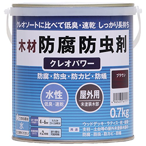 ブラウン/0.7kg/800351・Size:0.7kgColor:ブラウン・パッケージ個数:1・カラー:ブラウン・容量:0.7kg・塗り面積(2回塗り):4~6(たたみ2.4~3.6枚分)・乾燥時間(20℃):約2時間クレオソートに比べて...