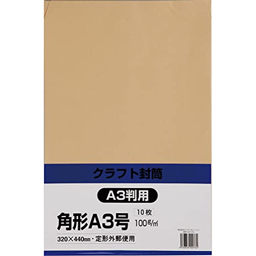 100g厚グリーン/角A3/KA3K100・パッケージ個数:1・320x440mm・【サイズ】A3サイズ・【内容量】10枚入・【仕様】センター貼・【紙厚】100gグリーン購入法適合の古紙パルプ配合率40％の封筒 定形外封筒 A3サイズ用