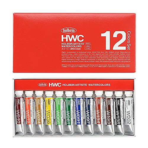 12色セット/5(2号)/W401・Color:12色セットPatternName:単品・パッケージ個数:1・【素材】顔料、アラビアゴム・種類:単品・原産国:日本・梱包サイズ:17.5 x 8.5 x 2 cmホルベイン透明水彩絵具は透明感...