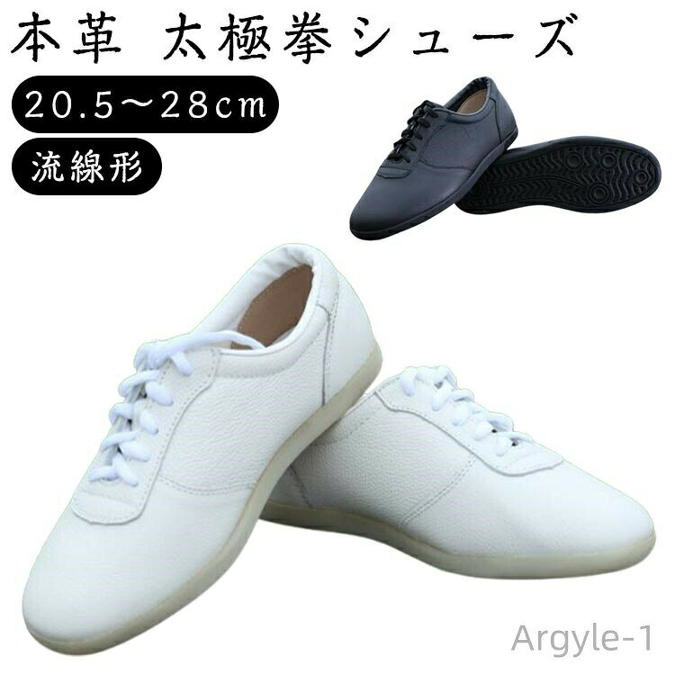 【本革 太極拳シューズ】【流線形】【20.5〜28cm】流線形を意識したサイドラインを新しくデザインた太極拳シューズです。とても上質でソフトな牛革を使用し、よく足になじみます。幅広いタイプで外反母趾でも楽！靴底は、特殊パターンの深い溝が刻ま...