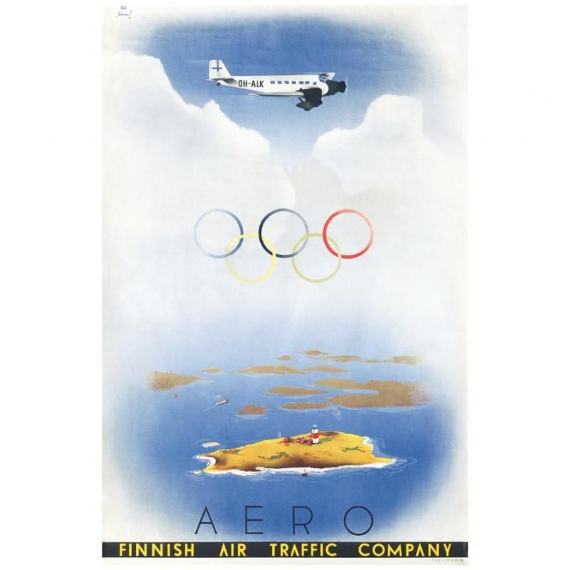 1938年にフィンランドで制作されたポスターが、A4アートポスターとなって登場！ フィンランドを代表するグラフィックアーティスト、ヨルマ・スホネンが、1940年に予定されていたオリンピックにあたり、アエロ航空（後のフィンエア）の依頼で制作し...