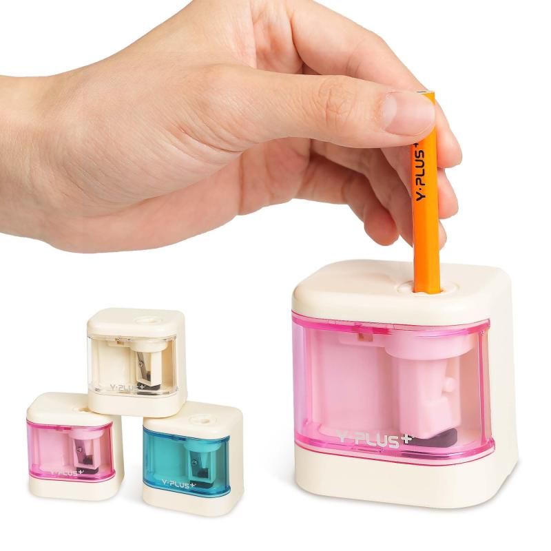 YPLUS 電動鉛筆削り 子供向けで 超ポータブルで小さな色鉛筆削り 教室用の自動ミニ鉛筆削りです