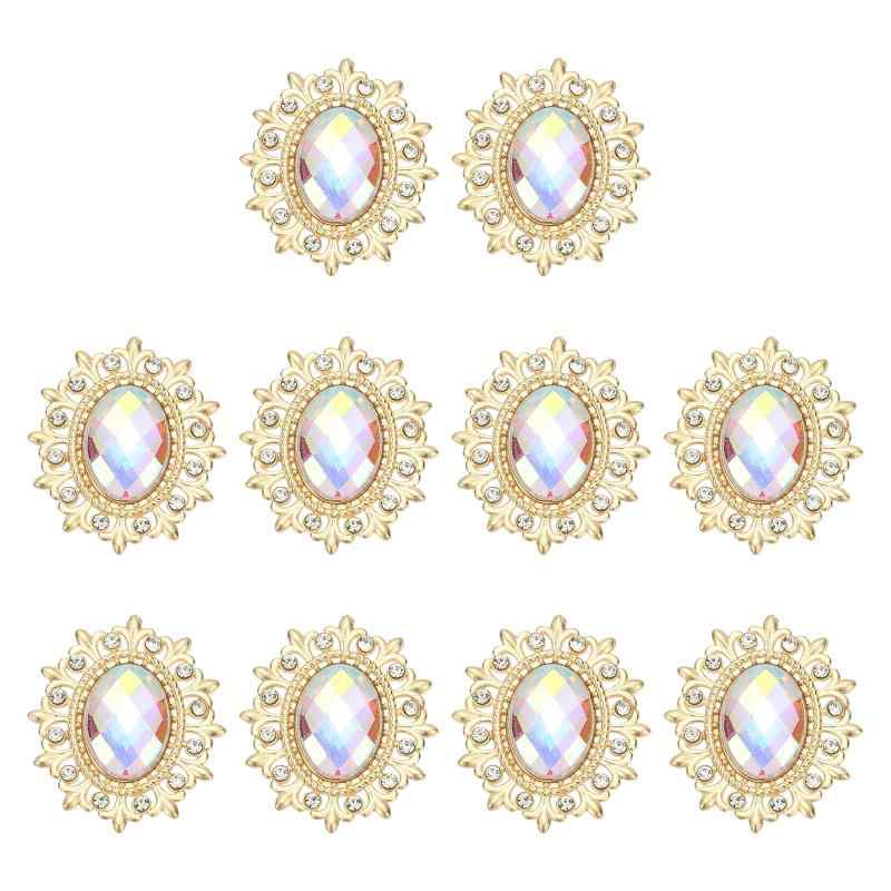 PATIKIL Rhinestone Buttons, Flatback Sew on Rhinestones with Metal Base Mirror Gems for Crafting Embellishments for Clot...