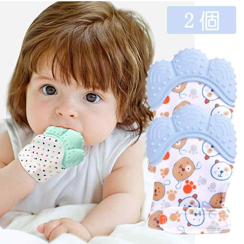 ベビー歯固めシリコン手袋 Angelcare ひっかき防止 よだれ吸収し 赤ちゃんの歯痛みを和らげます 手を噛んでいないように保護します 調節可能なベルト3～12ヶ月対象 2個 通気性 出産祝いベビー歯固めシリコン手袋 が3～12ヶ月の赤ち...