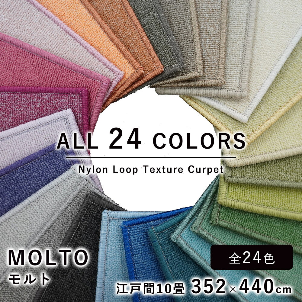 ★メーカー希望小売価格はメーカーサイトに基づいて掲載しています 商品詳細 全24色から選べる！ 耐久性に優れた撥水加工付きのナイロンループテクスチャー。 商品名 MOLTO モルト サイズ 江戸間10畳 約352×440cm 素材 表面：ナ...