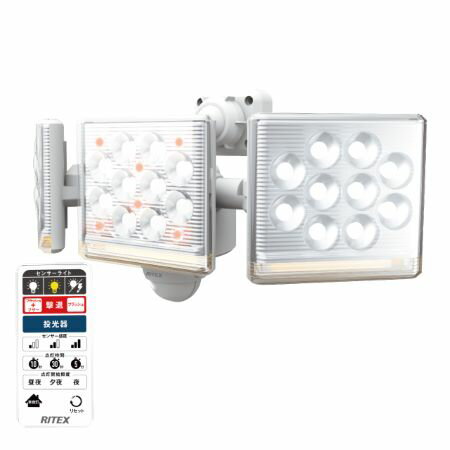 ムサシ 12Wx3灯 フリーアーム式 LEDセンサーライト リモコン付LED−AC3045【D2021】◆本体サイズ：高さ127mm　幅325mm　奥行き141mm◆重量 約1110g◆電源/電圧　AC100V電源　50/60Hz◆電源コー...