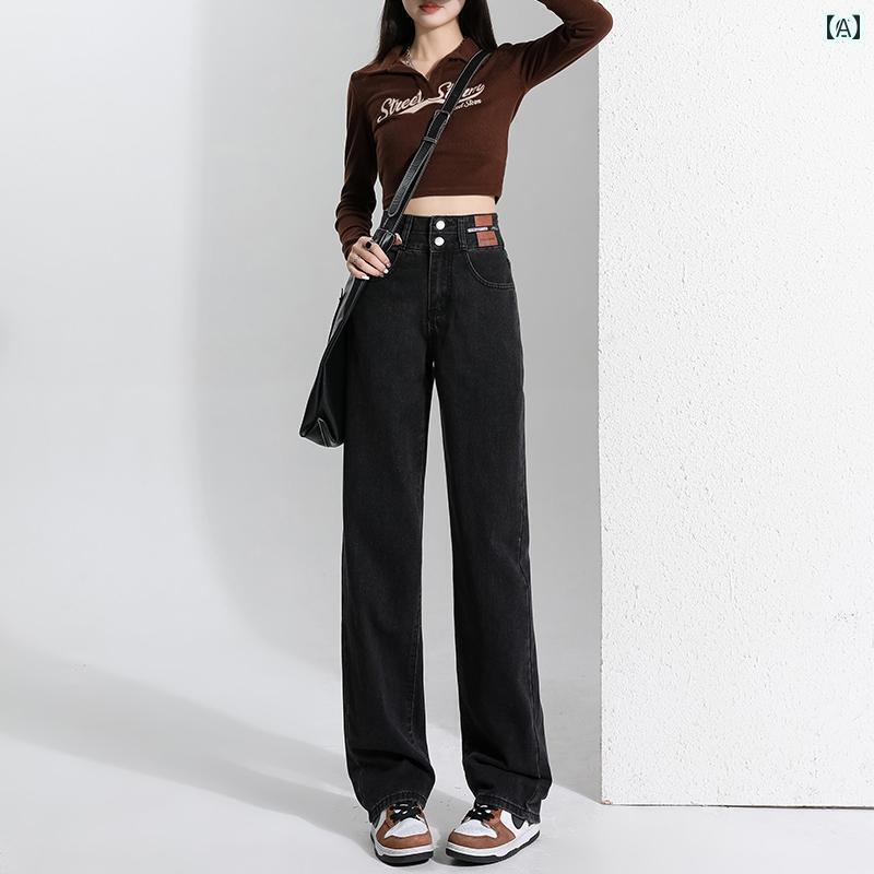 女性用 ナロー ワイドレッグ ルーズ ストレート レッグ カジュアル フレアジーンズ 秋冬 プラスベルベット 暖かい ハイウエスト スリミング 小さめ ロングサイズ: XS SML XL 2XL生地の分類: デニム