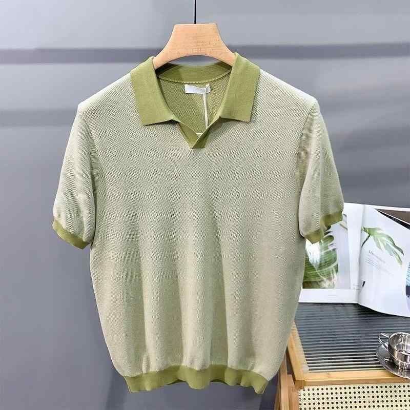 ニット メンズ 半袖 イタリアンカラー 接触冷感 トップス 配色 切り替え サマーニット・スタイル: プルオーバー・フィット: ゆったり・ネックライン: ラウンドネック・袖丈: 長袖・・スタイル: 韓国・ディテール: 配色・対象年齢: 18...