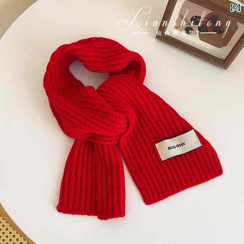 男の子 女の子 スカーフ ニット 厚手 ウール 学生 秋冬 赤 新年 ベビー 防風 韓国 暖かい 子供 レッド マフラー おしゃれ適用性別：ユニセックス
