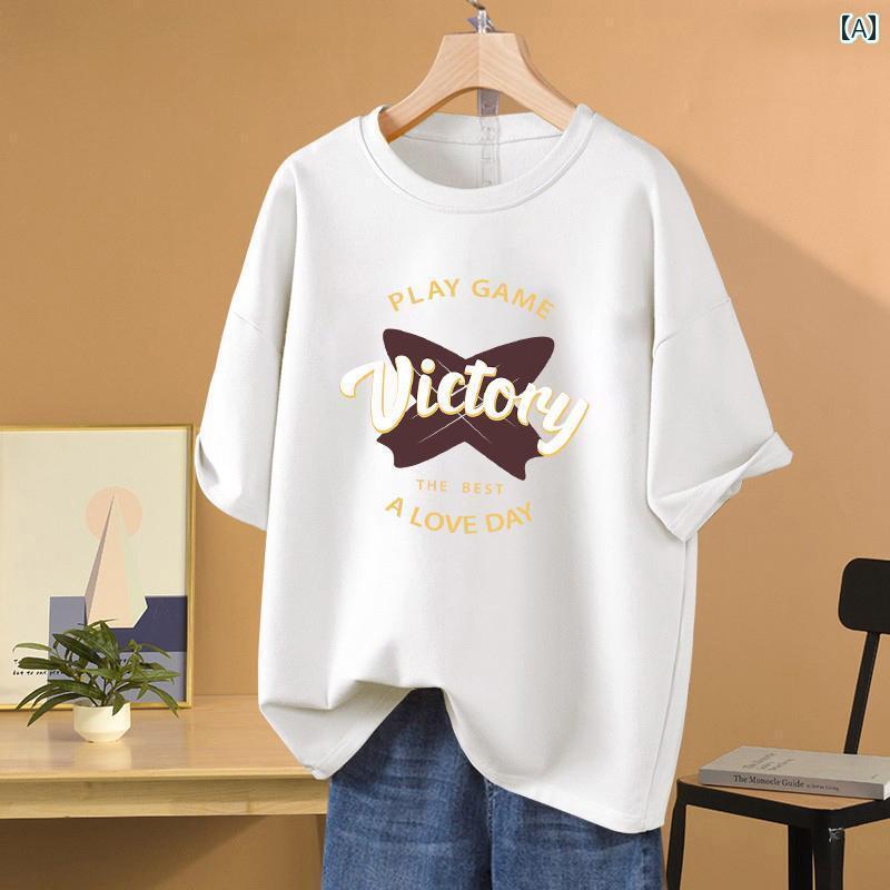 アメリカン レトロ 半袖 Tシャツ レディース 夏 オーバー サイズ ニッチ スタイル ゆったり 大きい 腹 カバー トップス カジュアルサイズ: M L XL 2XL 3XL 4XL 5XL 6XL素材: コットン