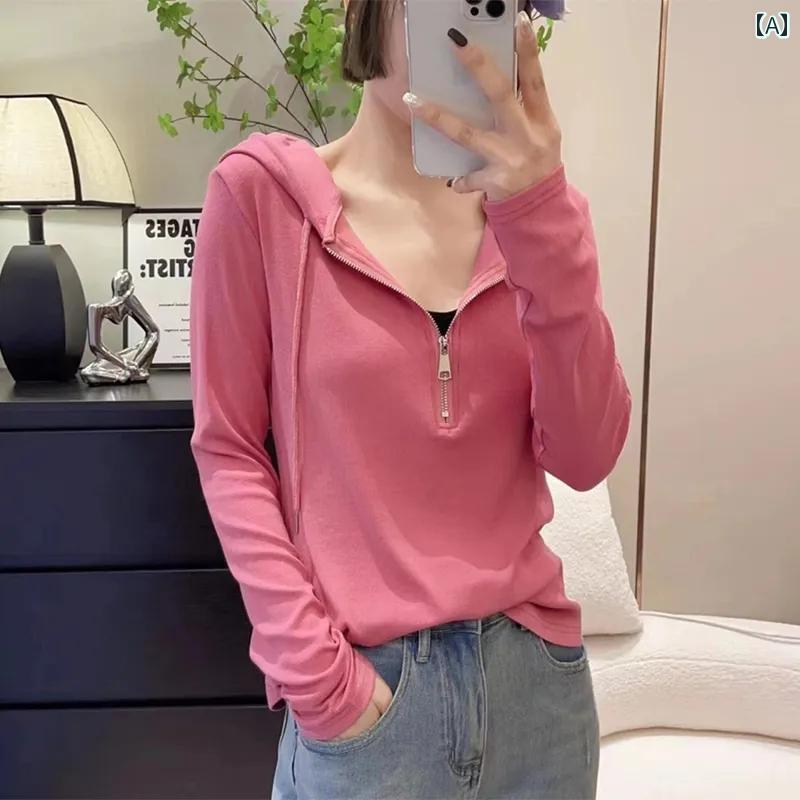 2025 春秋 女性 フード付き 長袖Tシャツ トップス パーカー ジップアップ レディースファッションサイズ: M L XL 2XL 3XL 4XL素材構成: ポリエステル繊維