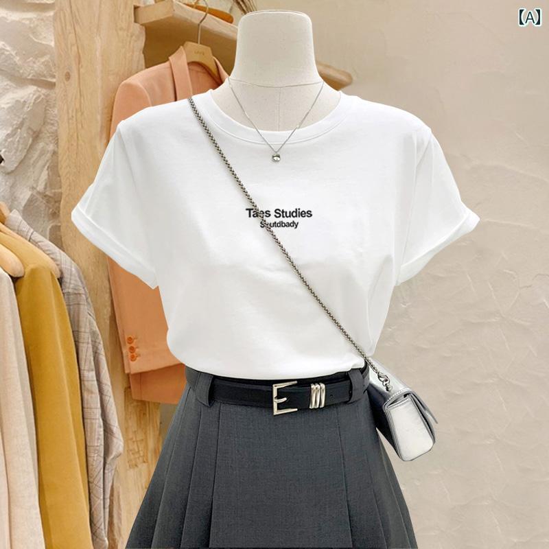 2025 肩 綿 半袖 Tシャツ 女性用 シンプル 多目的 年齢 減らす スリム トップス ベーシック 夏 コットン カジュアル サイズ: SML XL 2XL 3XL素材: コーマ綿