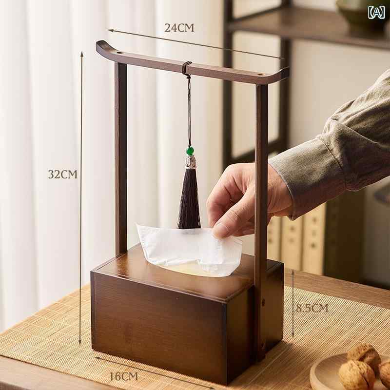 チャイナ風 ティッシュボックス レトロ 禅 茶室 書斎 おしゃれ 豪華 ウッド 木製 ハンドル付き インテリア ブラウン材質: 竹