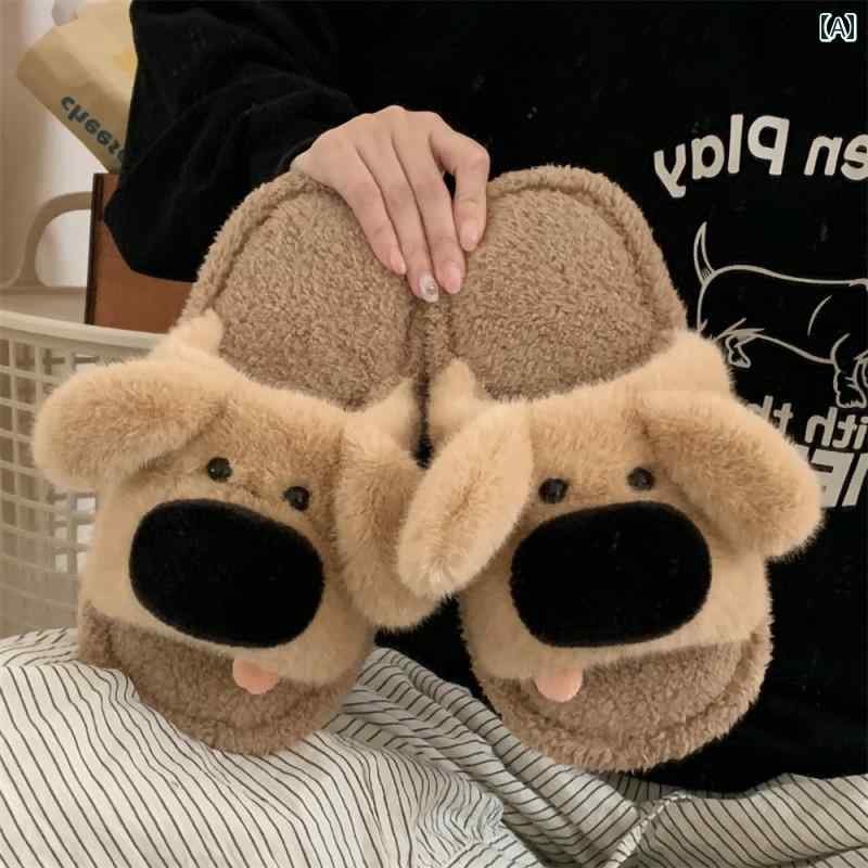 薄手 かわいい 犬 秋冬 スリッパ メンズ レディース レジャー 屋内 暖かい カップル 綿 ルームシューズ シンプル インテリア リビング靴のサイズ：36-37 [標準サイズ].38-39 [標準サイズ].40-41 [標準サイズ].42...