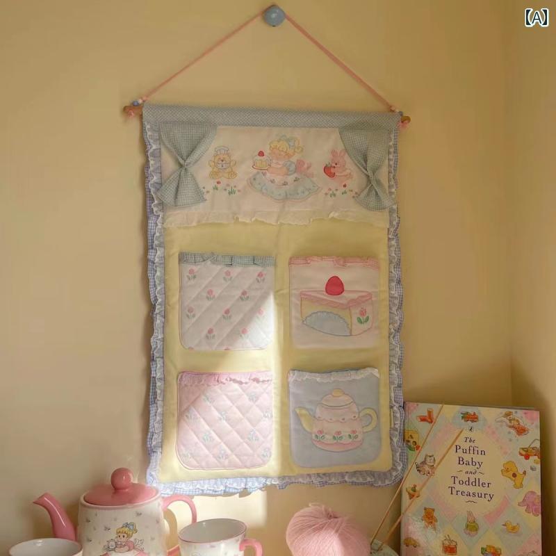 2025 部屋 かわいい カラフル プリント キルティング 収納 バッグ 壁掛け 女の子 ホーム インテリア おしゃれ リビング バスルーム