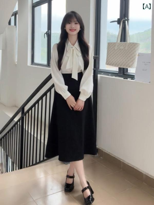 リボン 白 シャツ 女性 春 セット 豪華 プロ 通勤 面接 スーツ ブラウス オフィス エレガント シンプル ホワイト素材構成: ポリエステル繊維 90 - 10袖丈：長袖サイズ: S-M-L