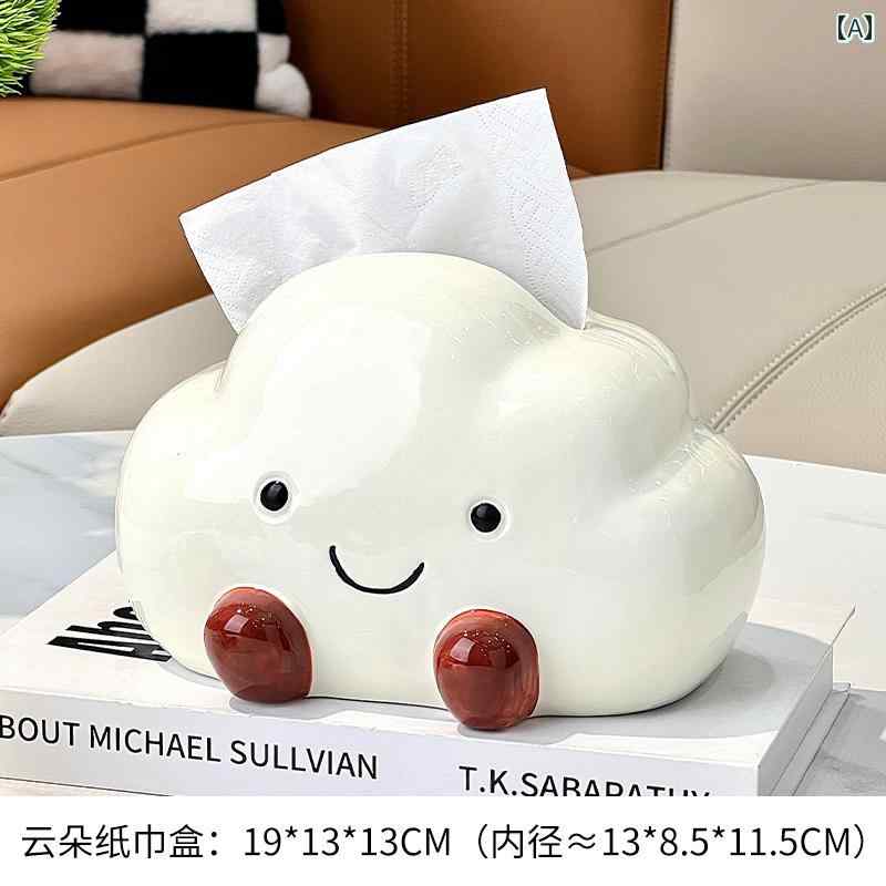 クラウド ティッシュ ボックス セラミック リビング ルーム 紙 箱 ホームデコレーション かわいい おしゃれ ナプキン インテリア材質：セラミック