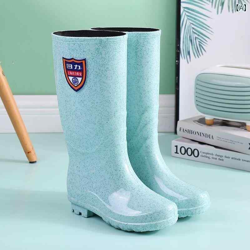 レディース ウォーター シューズ ハイ トップ ミッド 厚手 レインブーツ 防水 滑り止め 作業用 ラバーシューズ コットン製 暖かい オーバー 付きサイズ: 35,36,37,38,39,40上部の高さ：ハイチューブ（チューブの高さ28c...