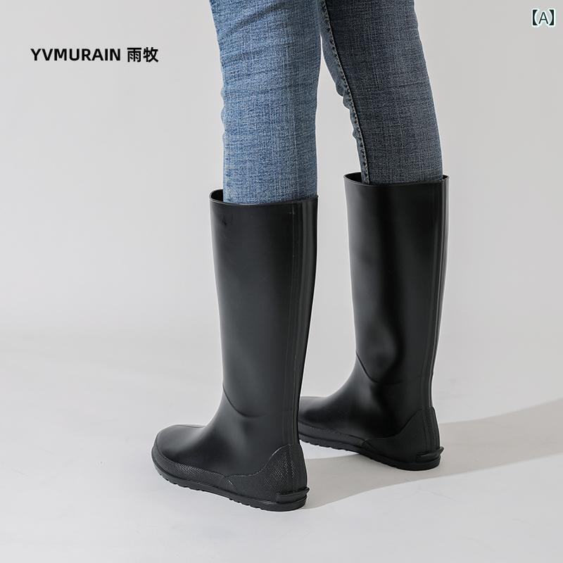 日本製 軽量 ハイ カット レインブーツ 大人用 ラバーシューズ 防水 オーバー シューズ 滑り止め ウォーター アウトドア ロング チューブ レディースブーツ素材：PVC裏地素材：布上部の高さ：ハイチューブ（チューブの高さ28cm～膝の高...