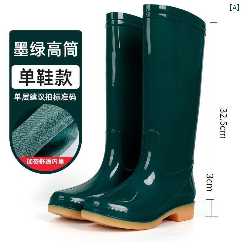 女性用 レインブーツ 大人用 防水 シューズ 滑り止め 耐摩耗性 ハイ カット ラバーシューズ 夏用 オーバー キッチンワーク シンプルブーツ素材：PVC上部の高さ：ハイチューブ（チューブの高さ28cm～膝の高さ）サイズ: 35 40 37...