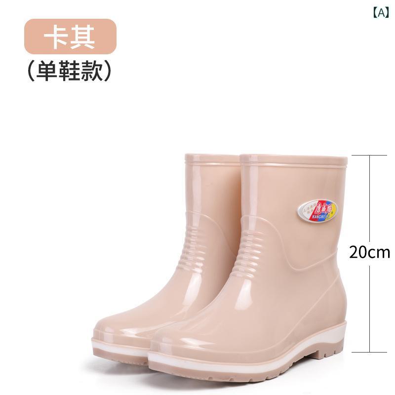 レインブーツ ウォーター シューズ レディース 滑り止め 防水 ソフト ソール 大人用 耐摩耗性 ハイ チューブ ロング ミドル ショート ラバーシューズサイズ: 36 37 38 39 40上部の高さ：中間チューブ（チューブの高さ20〜2...