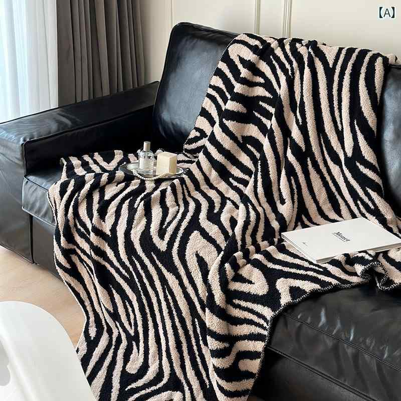 豪華 ゼブラ 柄 ソファカバー ブランケット ハーフ エッジ ベルベット オフィス 昼寝用 航空 装飾用 カジュアル インテリア おしゃれ 寝室サイズ：130×170cm