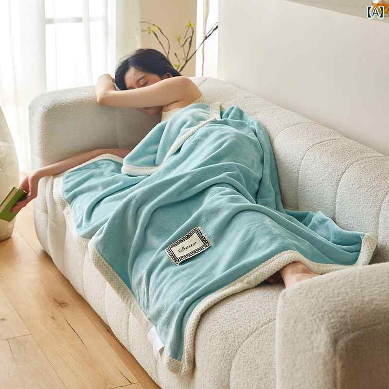 ミルク ベルベット ブランケット 両面 ふかふか オフィス用 昼寝 カバー コーラル ソファ オール シーズン 対応 エアコン インテリアサイズ: [ベビーブランケット] 100x150cm [両面ベルベット/敷いてもカバーしても使えます]...
