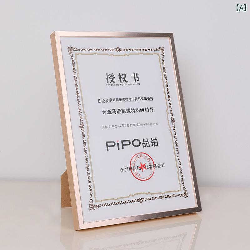 名誉 認可 証明書 フレーム テーブル A4 卒業 フォトフレーム 壁掛け ビジネス ライセンス インテリア シンプル アルミニウム材質：アルミニウム合金サイズ：A4 [21*29.7 cm] 壁掛け用.A3 [42*29.7 cm] 壁掛...