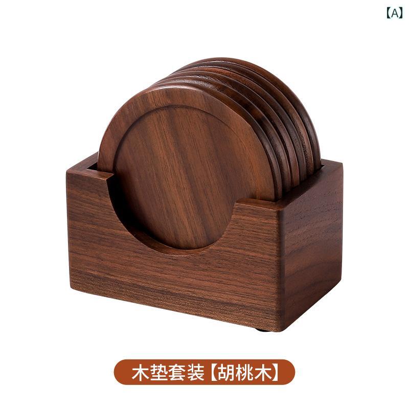 ブラックウォールナット コースターセット 日本製 無垢材 コースター 収納 茶器 茶道 用品 木製 断熱 パッド インテリア キッチン材質: 木材