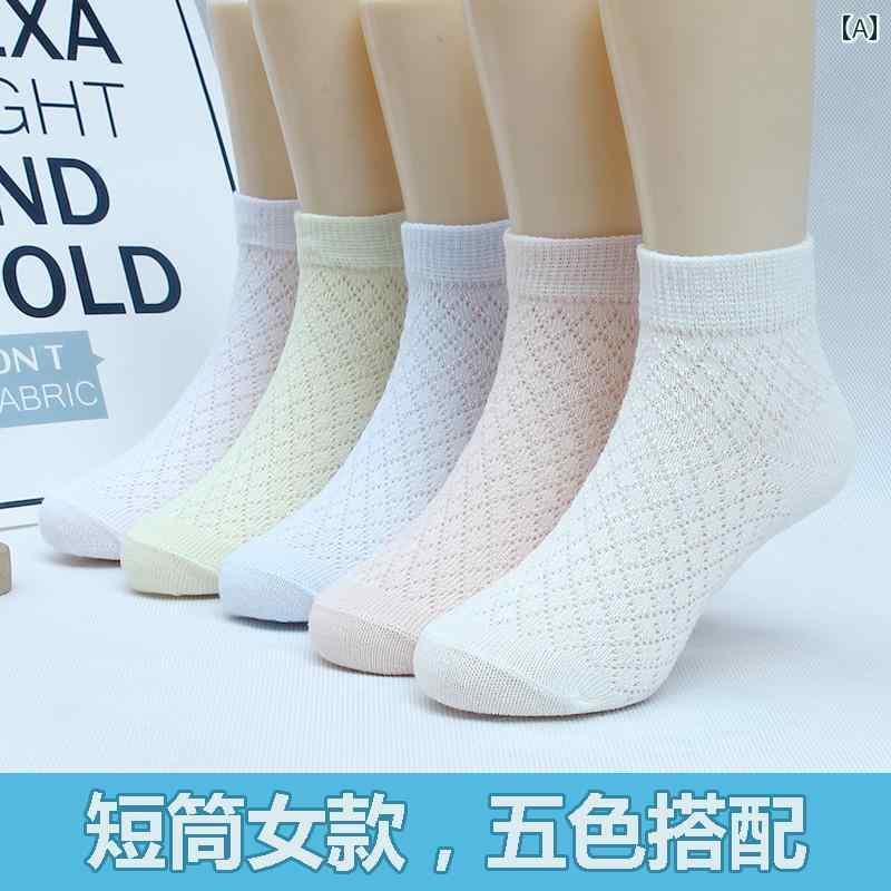 女性用 ソックス 夏用 薄手 軽量 通気性 メッシュ コットン ミドル チューブ ショート 春秋用 ローカット 無地 男女兼用 カジュアル 厚さ：薄手チューブの高さ：ショートチューブ
