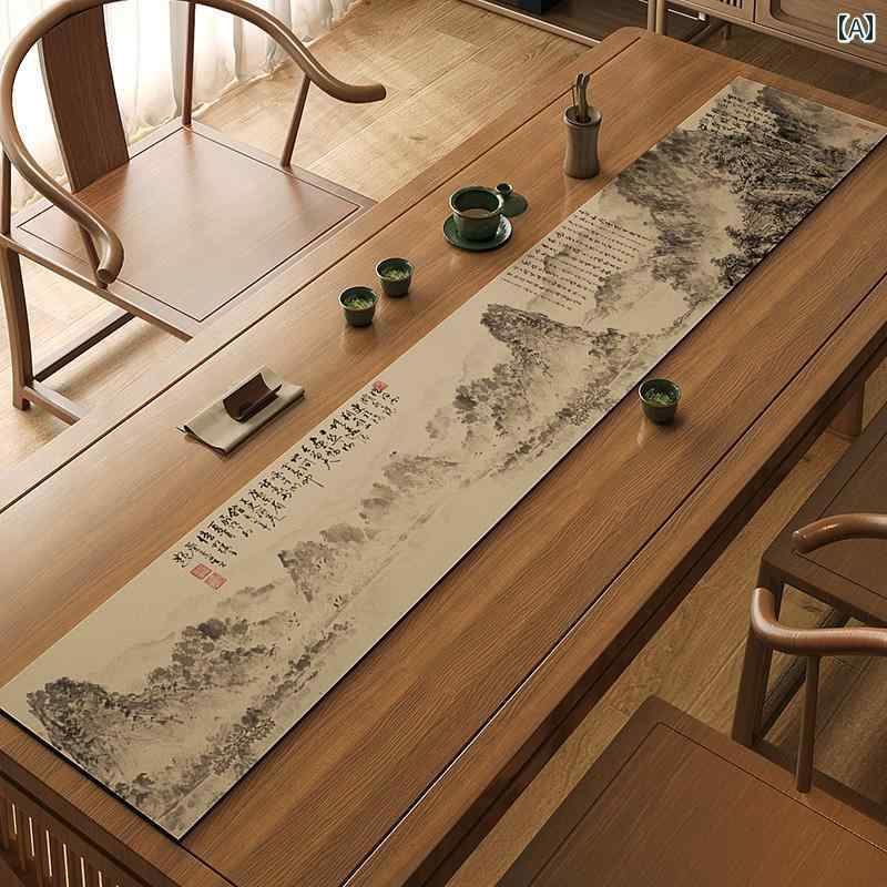 千里 河山卓旗 マット 新 中国 禅 珪藻土 吸水性 テーブル クロス トリップ インテリア モダン おしゃれ リビング ダイニング仕様：30 * 120cm [厚手で滑りにくい] 30 * 140cm [茶渋の心配なし] 30 * 150...