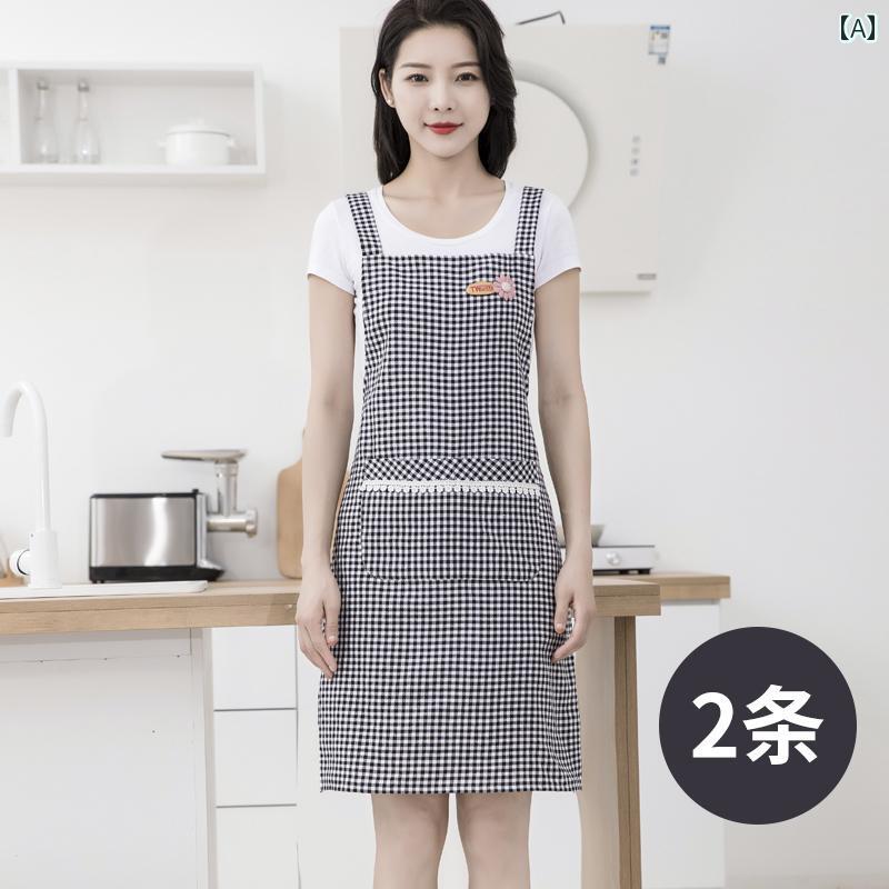 綿 家庭用 エプロン 女性 小さめ キッチン 調理 通気性 夏 サスペンダー カバー 作業服 ホームインテリア シンプル カジュアルサイズ: フリーサイズ