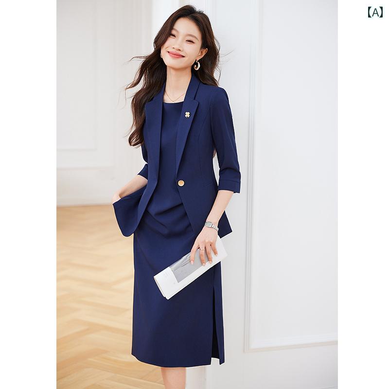 2025年 フォーマル 女性用 ドレス セット 豪華 ツーピース スーツ 夏 エレガント おしゃれ オフィス ポリエステル素材: ポリエステルサイズ: S [85~47.5kg] M [95~52.5kg] L [105~57.5kg] X...