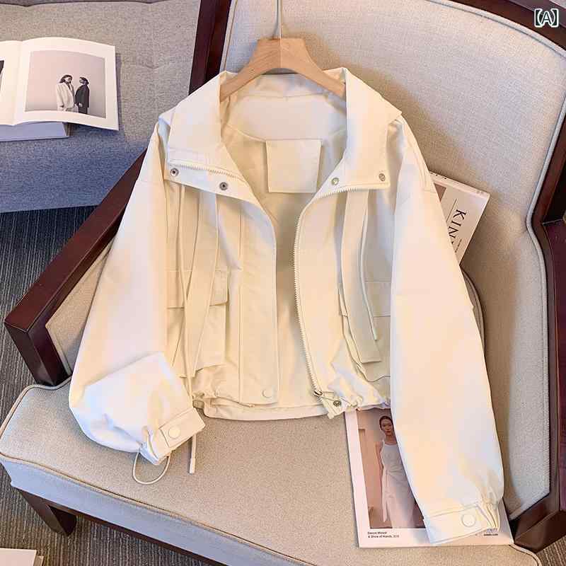 ワークウェア ジャケット レディース ショート 春秋 2025 ホット スタイル スモール カジュアル レディースジャケット トップサイズ: S〜L