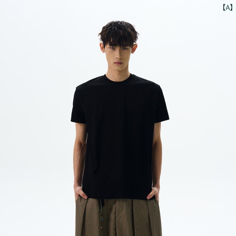 涼しい 生地 クリーン フィット 無地 半袖 Tシャツ 男女兼用 ボックス型 ショート カット ストレート ショルダー トップ 夏サイズ: S.M.L.XL