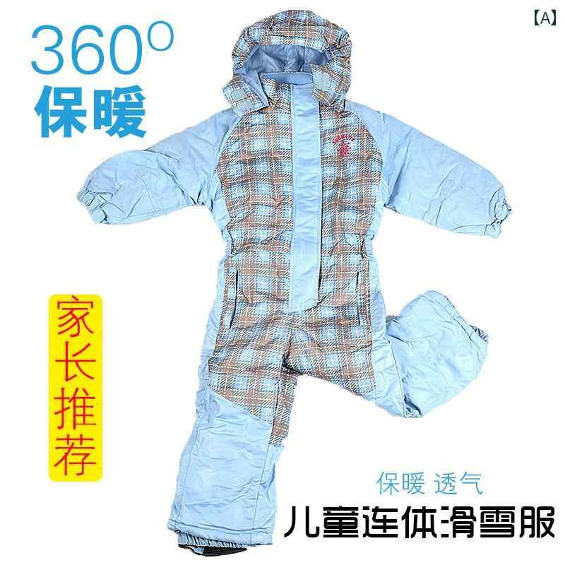 スノー パワー 子供用 ワンピース スキー スーツ 3層 パッド 暖かい 防水 アウトドア スポーツウェア 屋外 ウェア 若者用