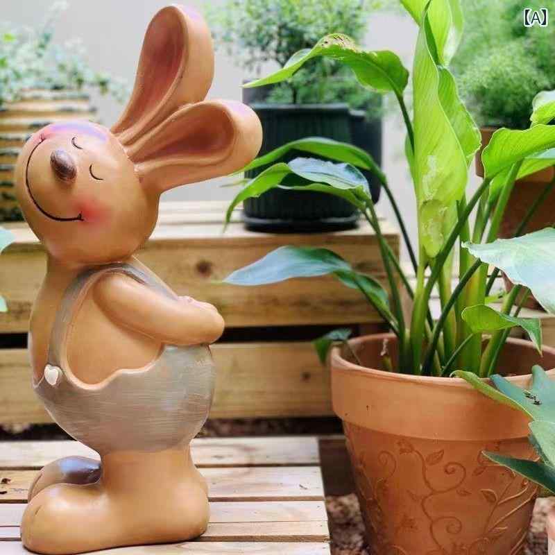 アメリカン 屋外 ウサギの 飾り おしゃれ かわいい 家の テラスガーデン 中庭の 装飾 バルコニー レイアウト ヴィラの 造園スタイル: カントリーカスタマイズ可能か: いいえ外見: 動物原産地：福建省対象者: 一般機能: 照明装飾の種類...
