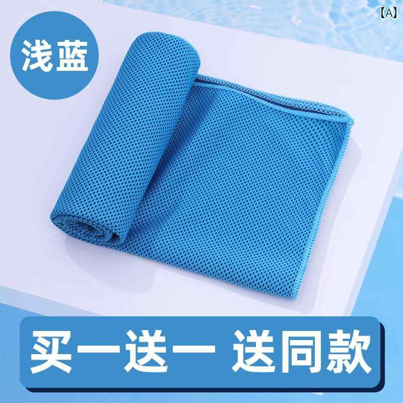 ジム ランニング バスケットボール 汗 拭き 速乾性 屋外 日焼け防止 冷却 タオルなどに スポーツ アイス. シンプルスタイル色の分類：ライトブルー[1つ買うと1つ]同じスタイルを送る[サイズ30 * 100 cm].ダークブルー[1つ買...