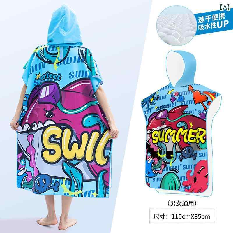 女性用 水泳用 速乾 バス タオル 糸 くずの 出ない スポーツ タオル 携帯用 日焼け防止 ビーチ 用 吸 水 タオル バスローブ 男性用 マントサイズ：フリーサイズ【Instagramインフルエンサー/TikTokインフルエンサー/Xi...