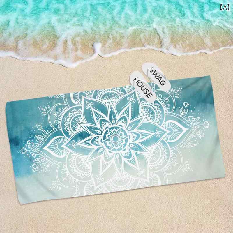 マイクロファイバー マンダラ 花柄 ビーチ タオル テリー クロス バス シッティング ブランケットショール 速乾.カラフルカラーオシャレデザインサイズ：70cm×150cm.80×160cm色の分類: STJ01.STJ02.STJ03....