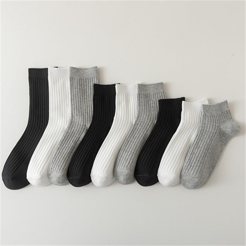 靴下 メンズ 男性用 ソックス 中筒 ショート クルー丈 コットン 綿 リブ編み 無地 通気性 蒸れにくい シンプル 普段使い ビジネス カジュアル 黒 白 グレー 秋冬