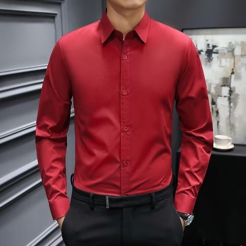 シャツ メンズ 男性用 長袖 トップス ビジネス フォーマル 大きいサイズ ポリエステル 混紡 春秋 薄手 配色 赤 ピンク系 黒 白 グレー 紺・カテゴリ: シャツ・スタイル: ビジネス・対象: メンズ・素材: 化学繊維混紡.ポリエステル...