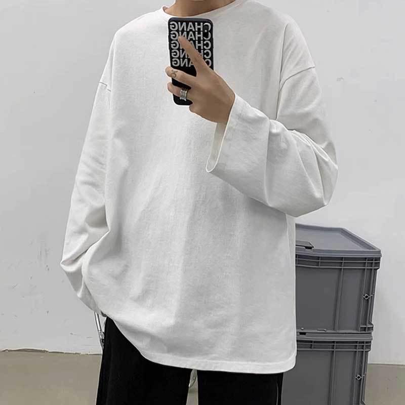 Tシャツ メンズ 男性用 長袖 トップス カットソー プルオーバー ゆったりサイズ 普段使い 部屋着 春秋 ポリエステル 綿混紡 ブラック ホワイト 大きいサイズ・スタイル: ストリート・柄: 無地・タイプ: プルオーバー・袖丈: 長袖・・...