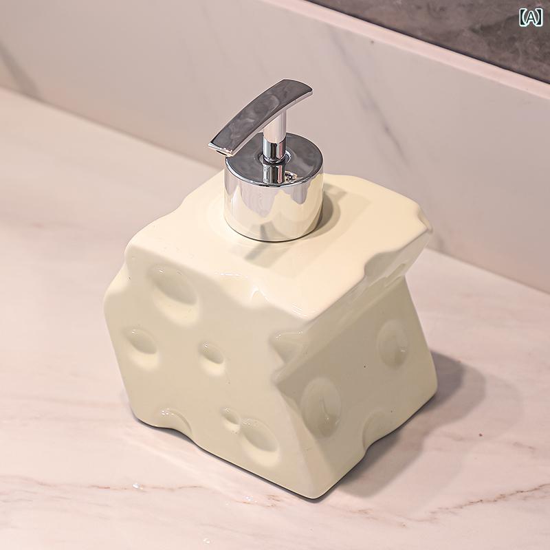 セラミック チーズ ハンドソープ プレス ボトル バス ルーム 洗濯 洗剤 シャンプー シャワージェル ポップ おしゃれ ポンプ式