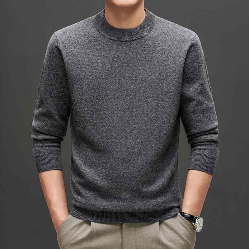 ニット メンズ 羊毛 セーター ニット トップス 無地 ラウンドネック 長袖 プルオーバー 秋冬 ビジネス 紳士 男性用 厚手 グレー ブラック レッド ブルー ベージュ グリーン ブラウン M L XL