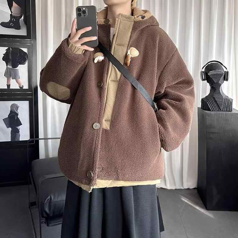 ジャケット 男性用 ブルゾン 春秋 カジュアル ゆったり 長袖 アニマル柄 ブラウン M L XL 2XL・スタイル: カーディガン・フィット: ゆったり・ネックライン: ラウンドネック・袖丈: 長袖・厚さ: 厚手・柄: 動物・対象: 青少...