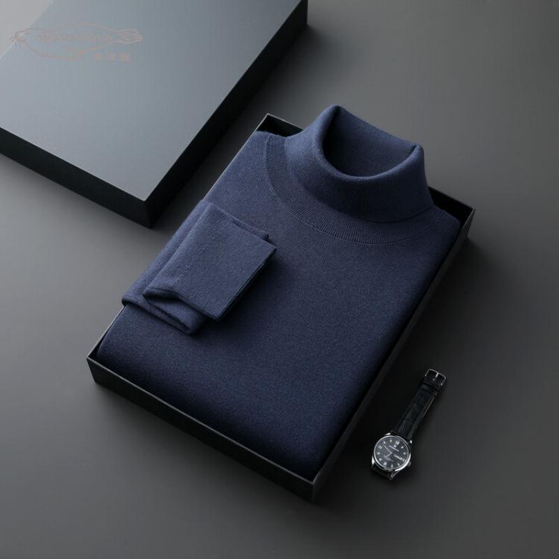 ニット メンズ ニットトップス 秋冬 厚手 ハイネック プルオーバー 紳士 男性用 無地 暖かい 白 黒 グレー・スタイル: プルオーバー・フィット: ゆったり・ネックライン: ハイネック・袖丈: 長袖・糸の太さ: 細い・・スタイル: ・柄...