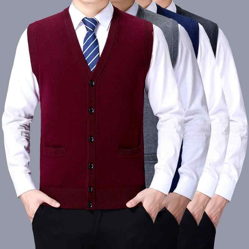 ニットベスト メンズ 男性用 Vネック ウール 混紡 セーター ベスト プルオーバー 紳士服 ビジネス カジュアル 秋冬 ミディアムグレー ダークグレー ワインレッド・スタイル: カジュアル・ネックライン: Vネック・袖丈: ノースリーブ・...