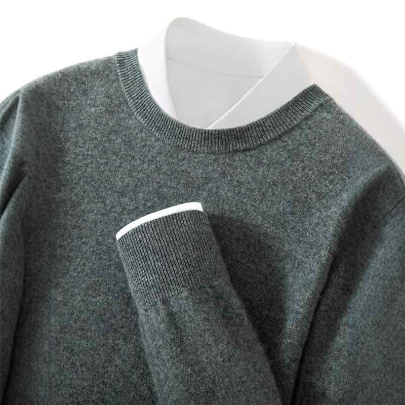 ニット メンズ 男性用 セーター 秋冬 トップス 長袖 丸首 無地 プルオーバー 合体型 羊毛 雪郷白 ミルクホワイト ベージュ キャメル ゴールド ブルー ネイビー グレー 色 朱色 グリーン ブラック・スタイル: プルオーバー・フィット...